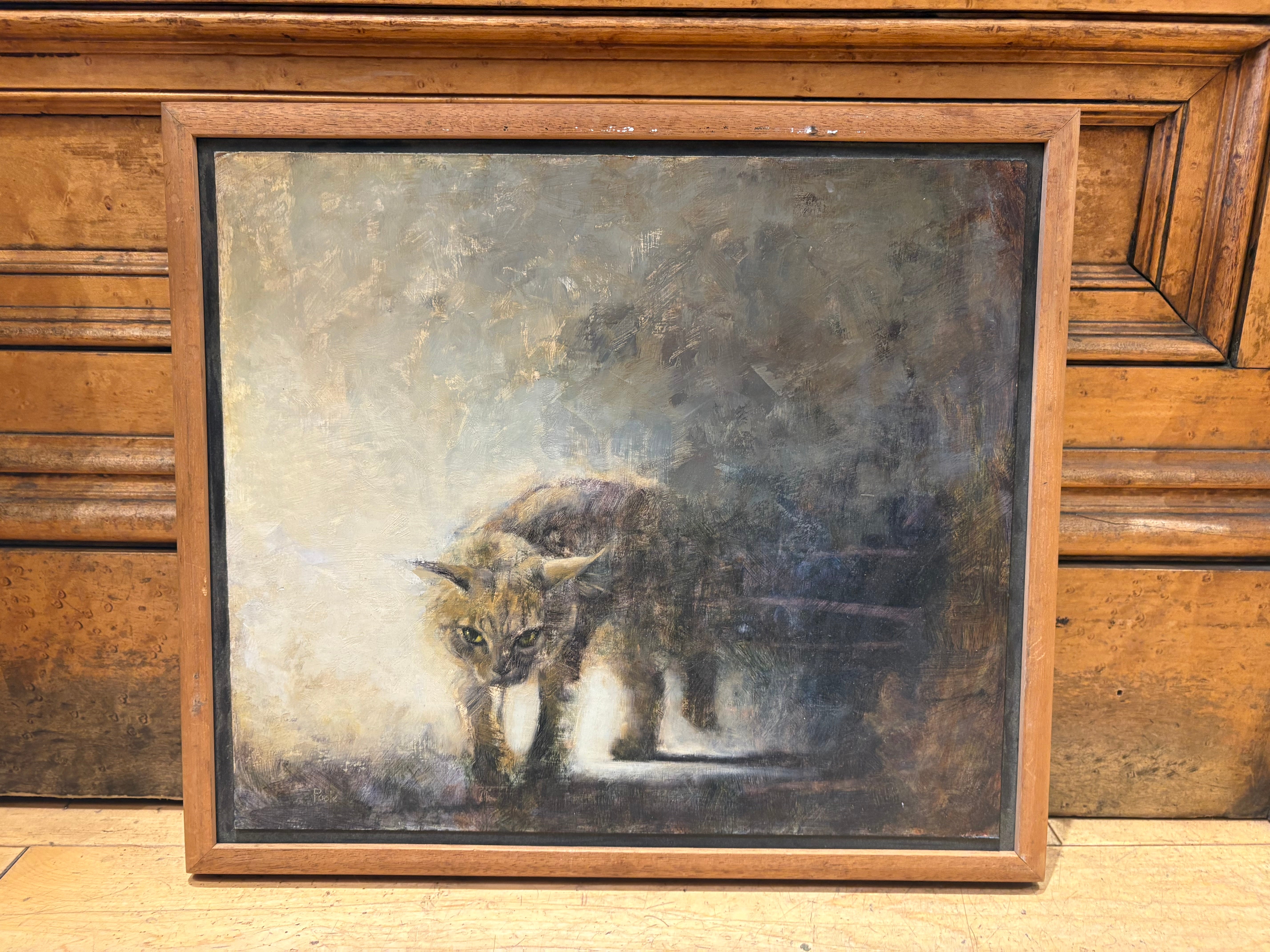 Signed Poole "Bruiser" Cat Painting on Board – Sterling Place